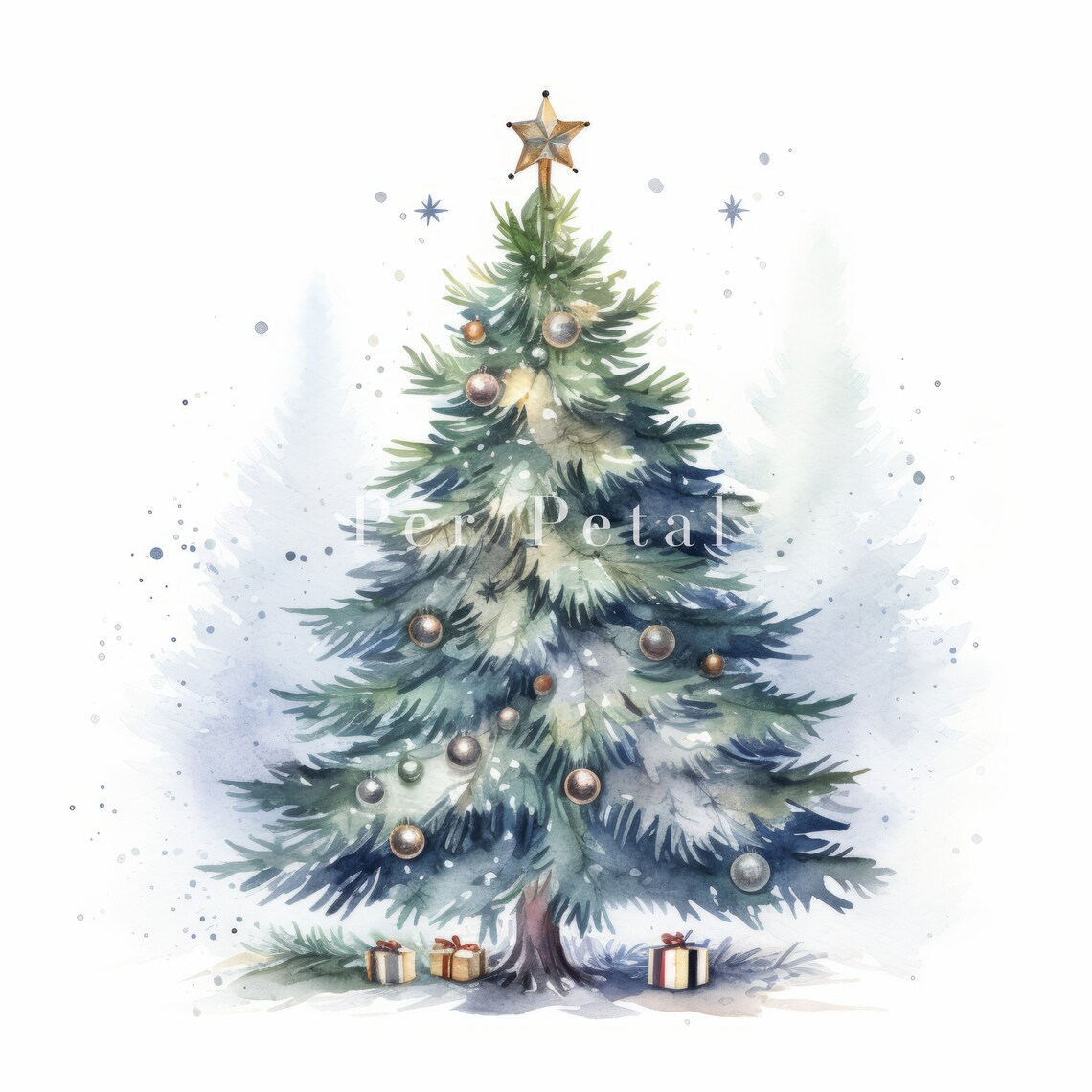 9 Watercolor Christmas Tree Clipart Card Making Paper Craft Christmas ...