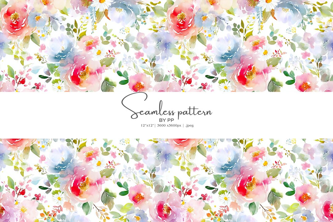 Watercolor Floral Seamless Pattern, Soft Pastel Flower Design, Spring ...
