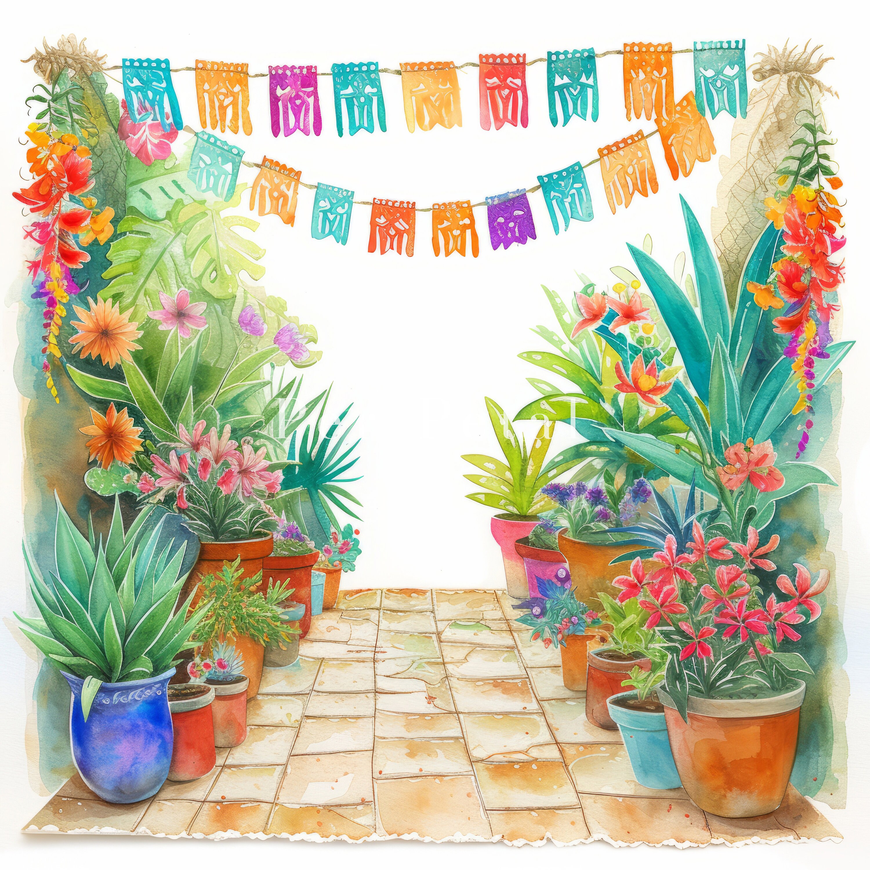 9 Watercolor Mexican Street Graphic, Fiesta Colorful Illustration ...
