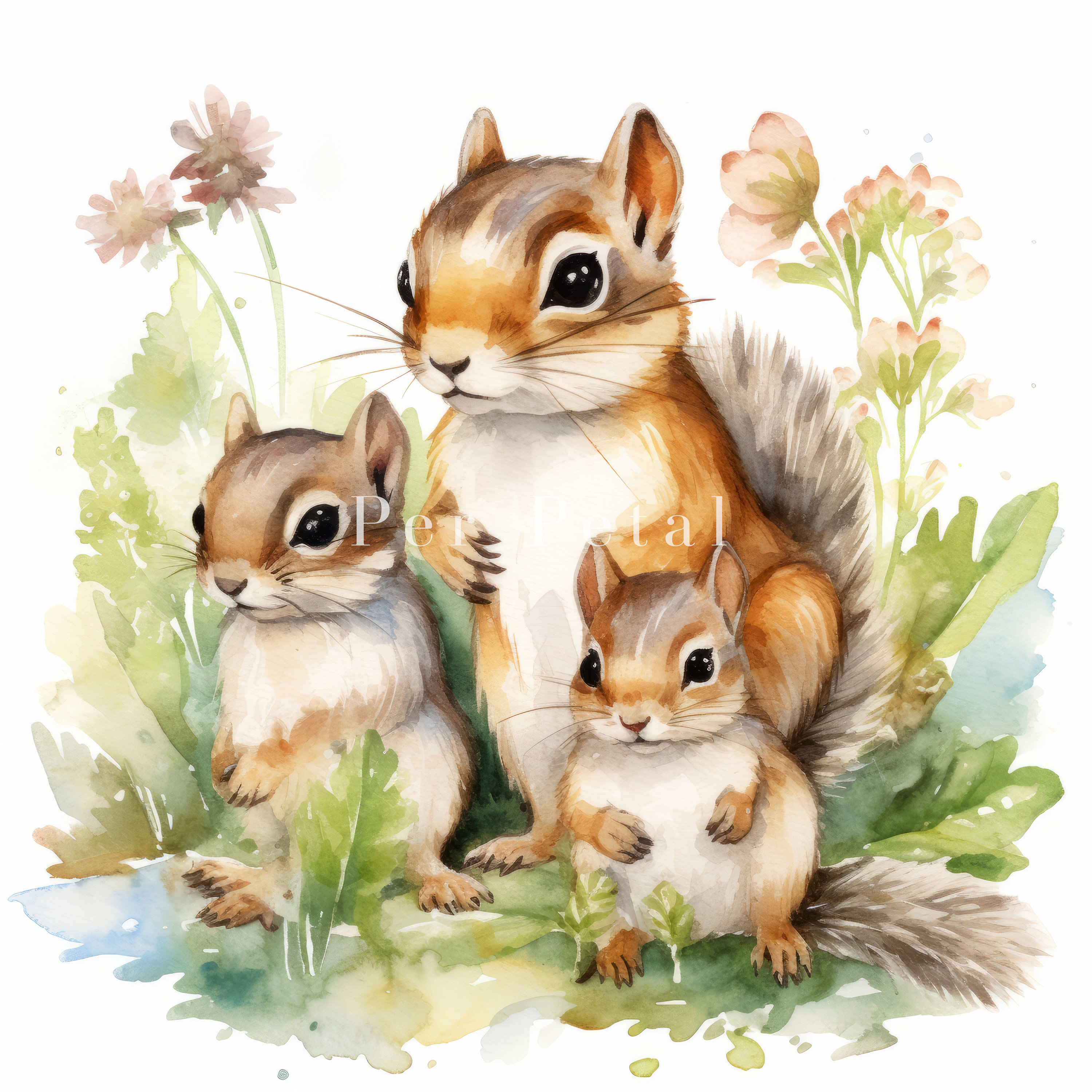9 Watercolor Chipmunk Clipart Watercolor Woodland Animal Digital ...