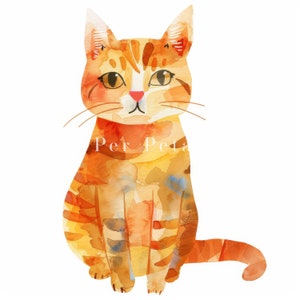 9 Watercolor Cute Cat Clipart - Adorable Kitten Clipart - Card Making ...
