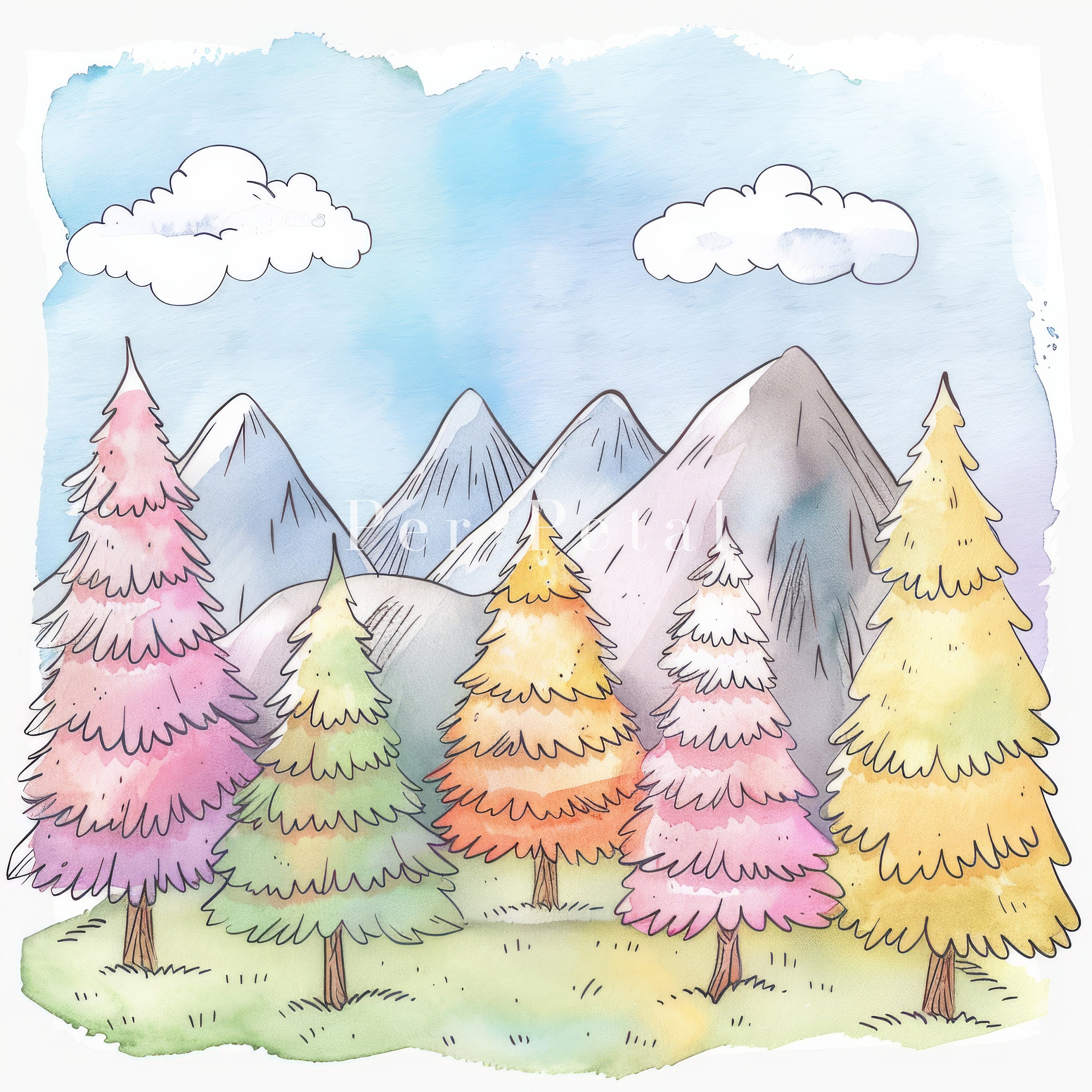 9 Watercolor Cute Forest Clipart Nursery Clipart Stickers Printable ...