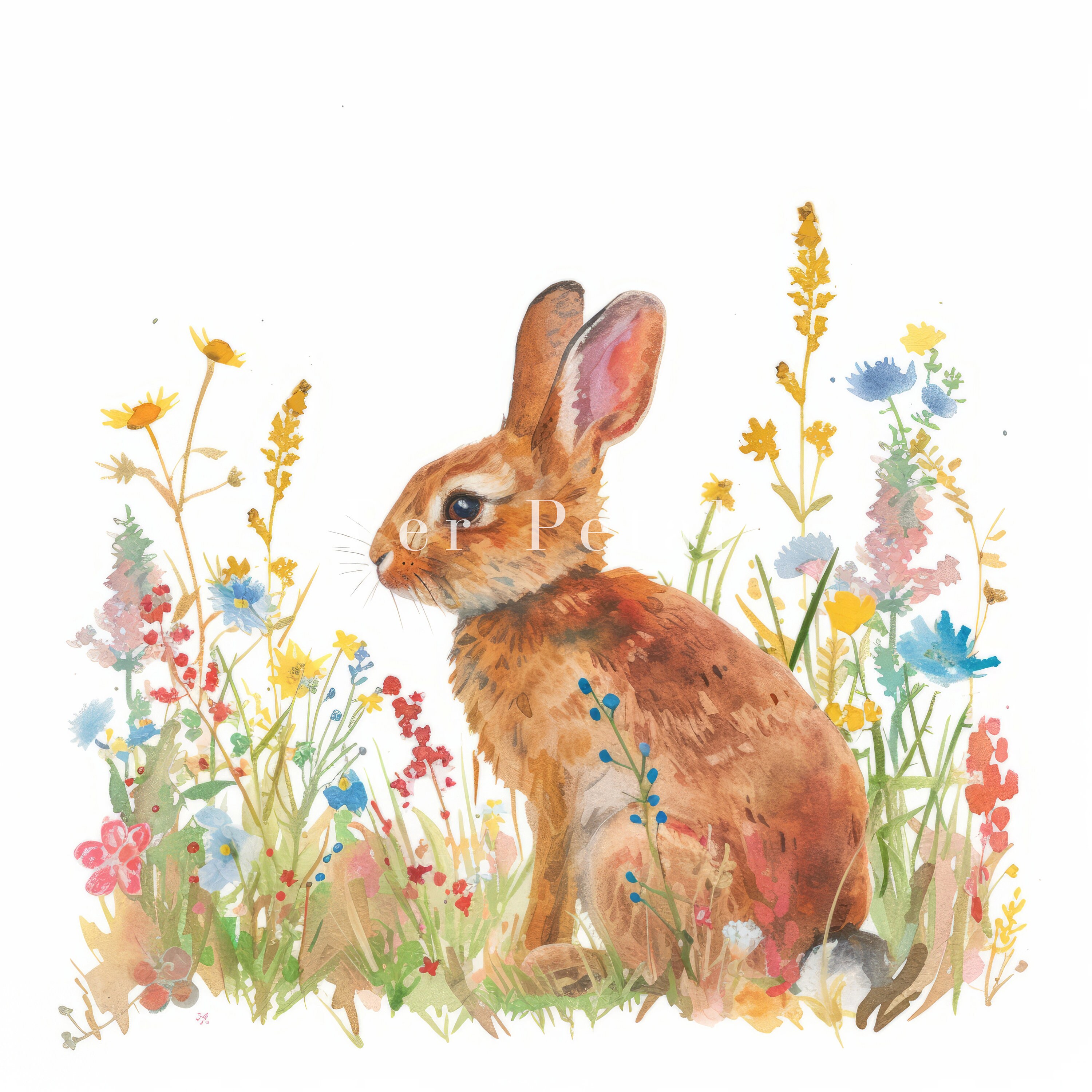 9 Watercolor Spring Rabbit Clipart High Quality Jpgs Card Making Mixed ...