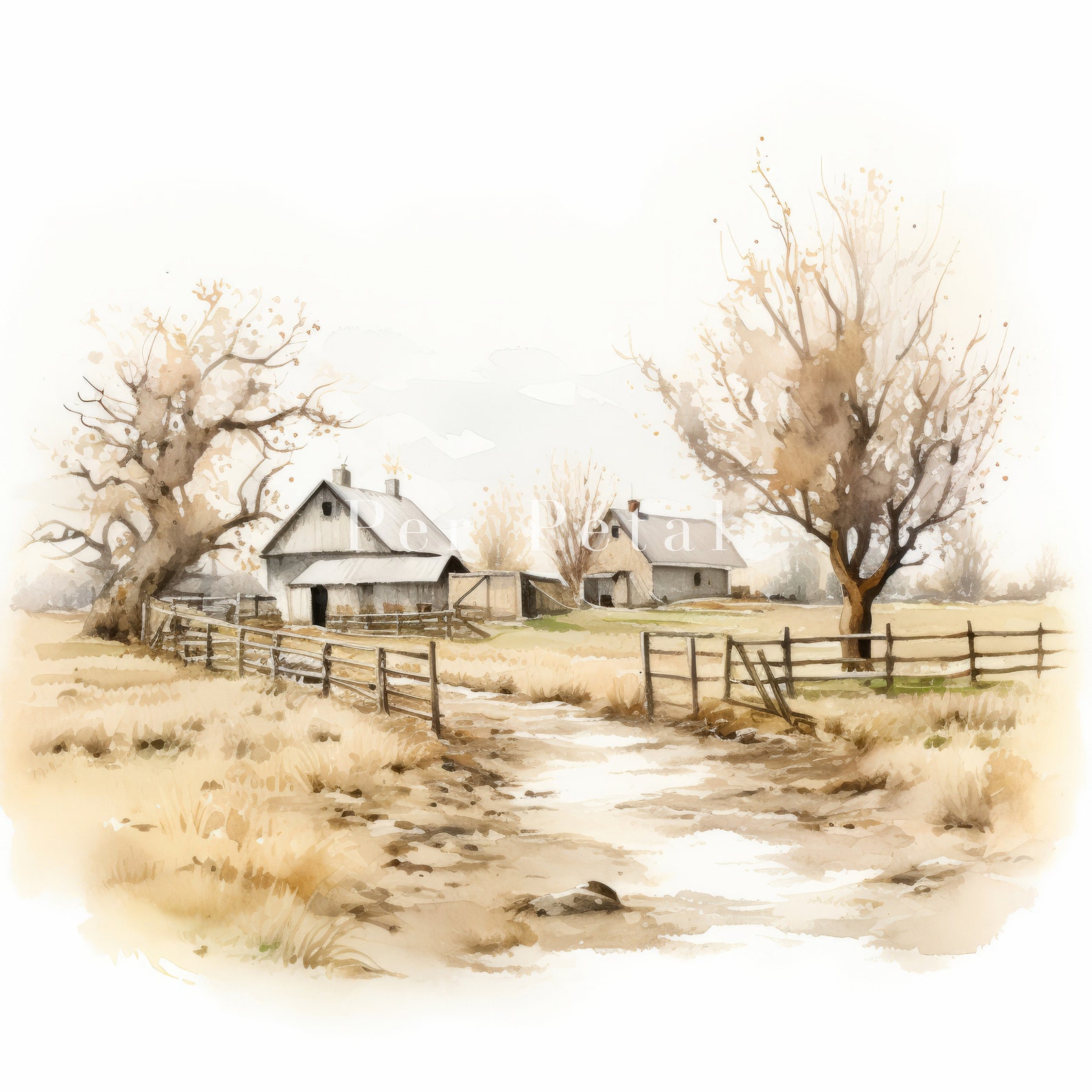 9 Watercolor Farm Clipart Farm Animals Clipart Cow Clipart Card Making ...