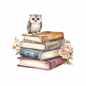 9 Cottagecore Books With Owl Clipart Floral Antique Book Card Making ...