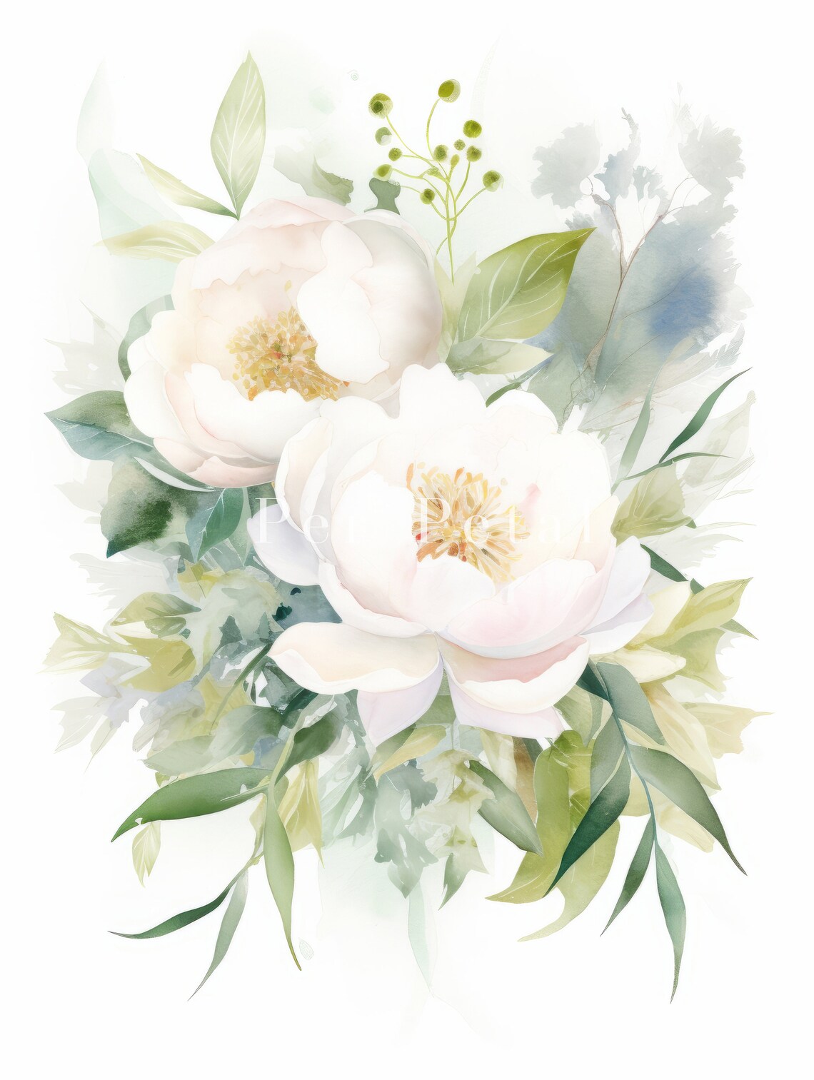 9 Watercolor Wedding Flowers Clipart Watercolor White Floral Clipart ...