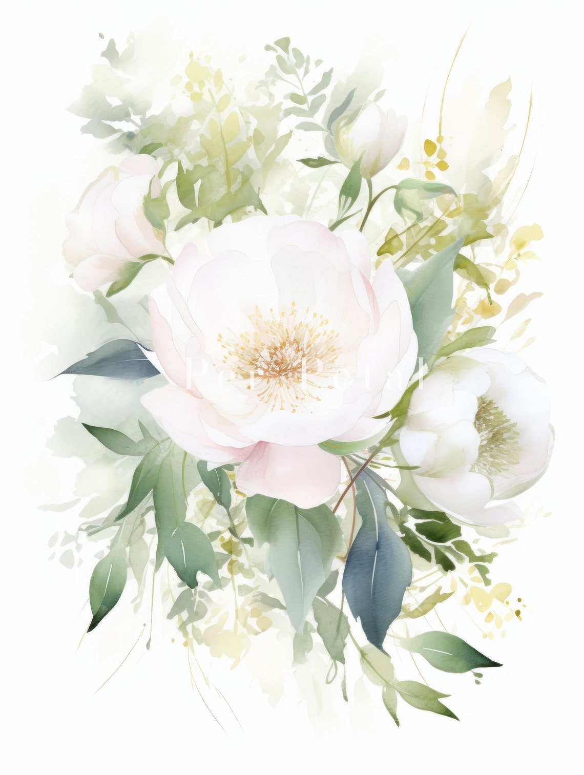 9 Watercolor Wedding Flowers Clipart Watercolor White Floral Clipart ...