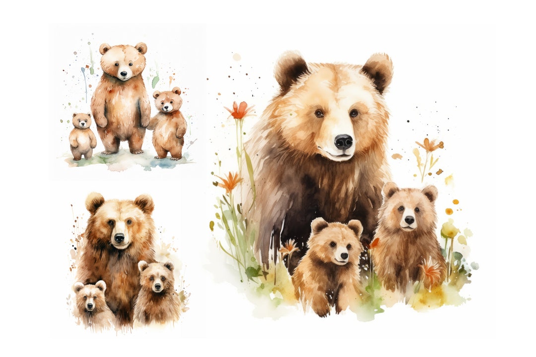 9 Watercolor Bear Clipart Watercolor Woodland Animal Digital Planner ...