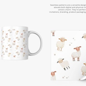 Cute Sheep Seamless Pattern, Hand-painted Watercolor Farm Animal ...
