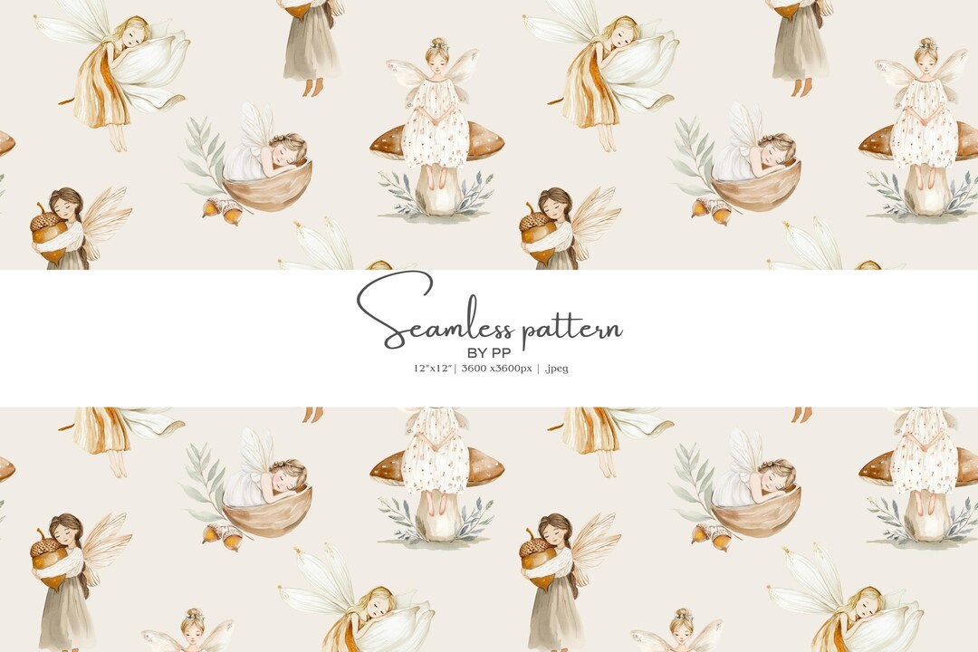 Fairy Pattern, Woodland Fairy, Kids Fabric, Nursery Wallpaper, Seamless ...