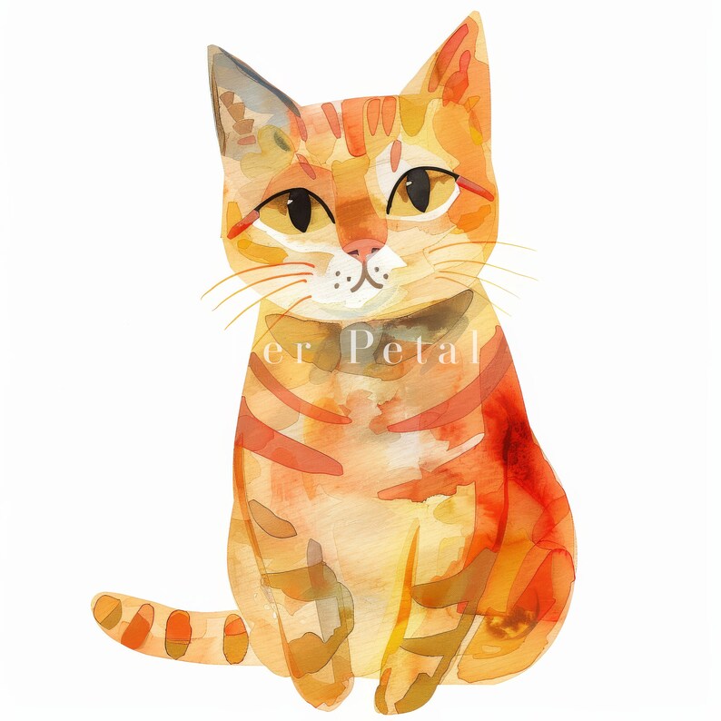 9 Watercolor Cute Cat Clipart Adorable Kitten Clipart Card Making Mixed ...