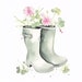 9 Watercolor Spring Clipart Flowers in Boots Clipart Watercolor Rain ...