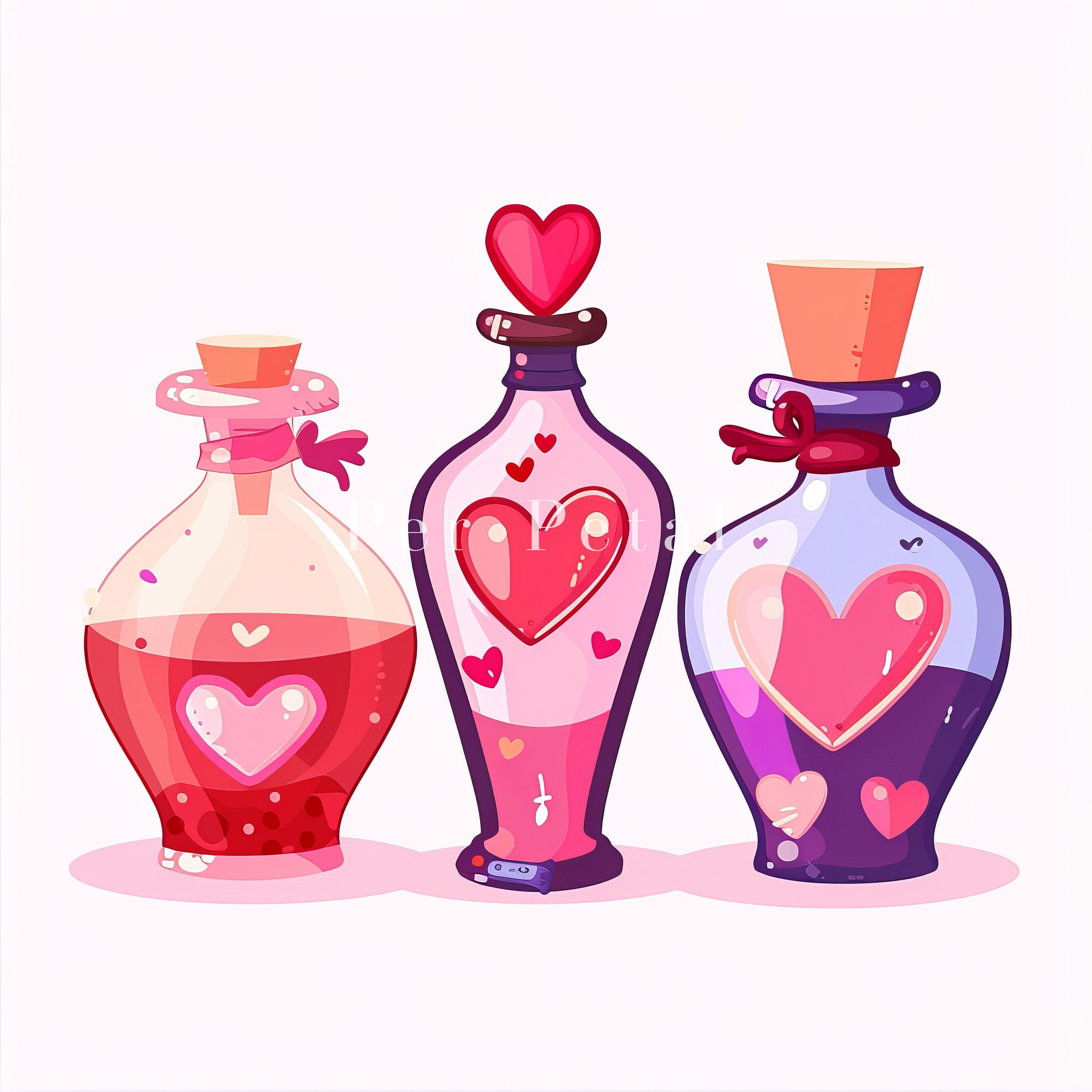 9 Watercolor Pink Love Poison Clipart Pink Purple Poison Bootle ...