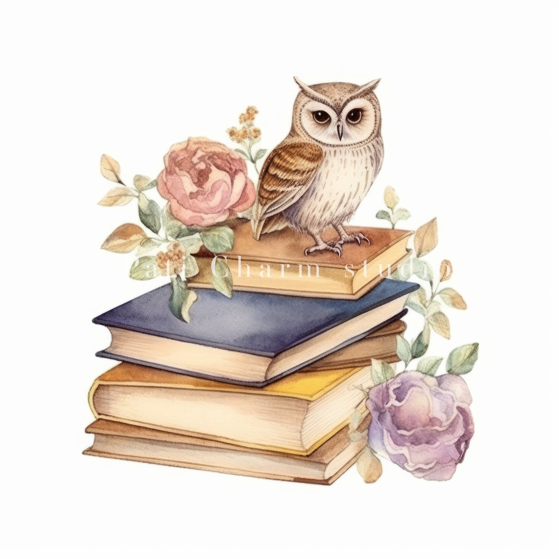 9 Cottagecore Books With Owl Clipart Floral Antique Book Card - Etsy