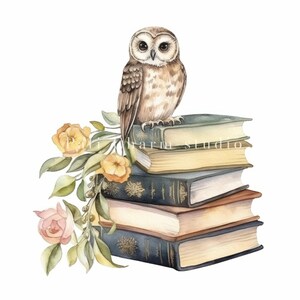 9 Cottagecore Books With Owl Clipart Floral Antique Book Card Making ...