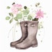 9 Watercolor Spring Clipart Flowers in Boots Clipart Watercolor Rain ...