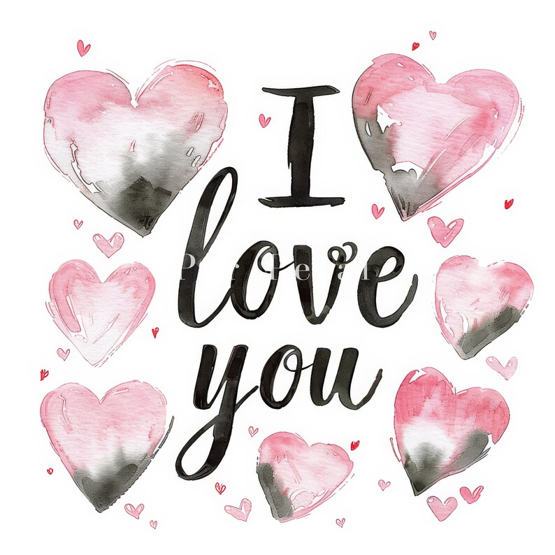 9 Watercolor I Love You Clipart Love Clipart Valentines Day Printable ...