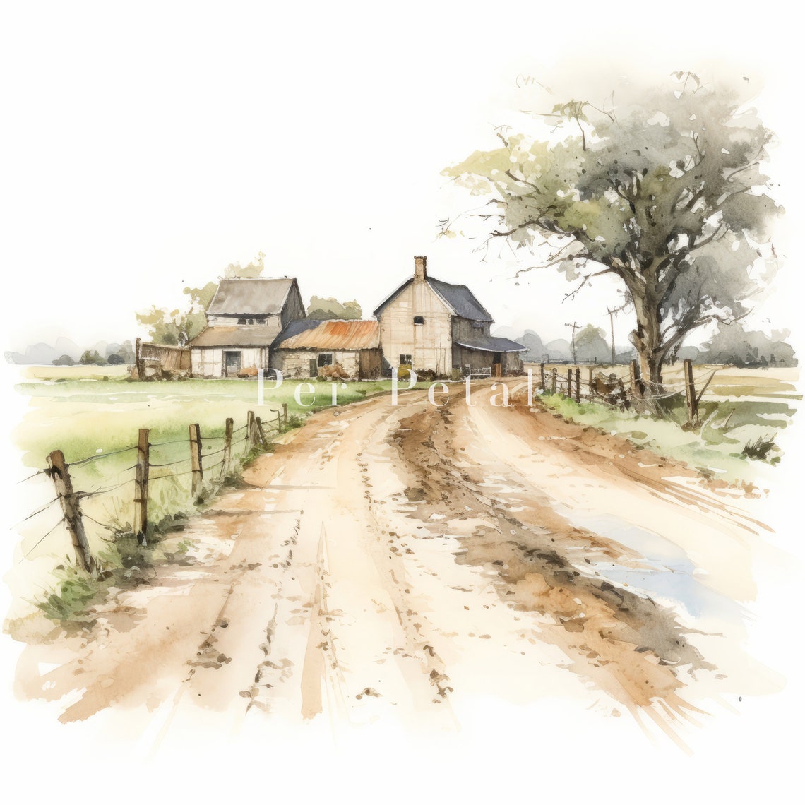 9 Watercolor Farm Clipart Farm Animals Clipart Cow Clipart Card Making ...