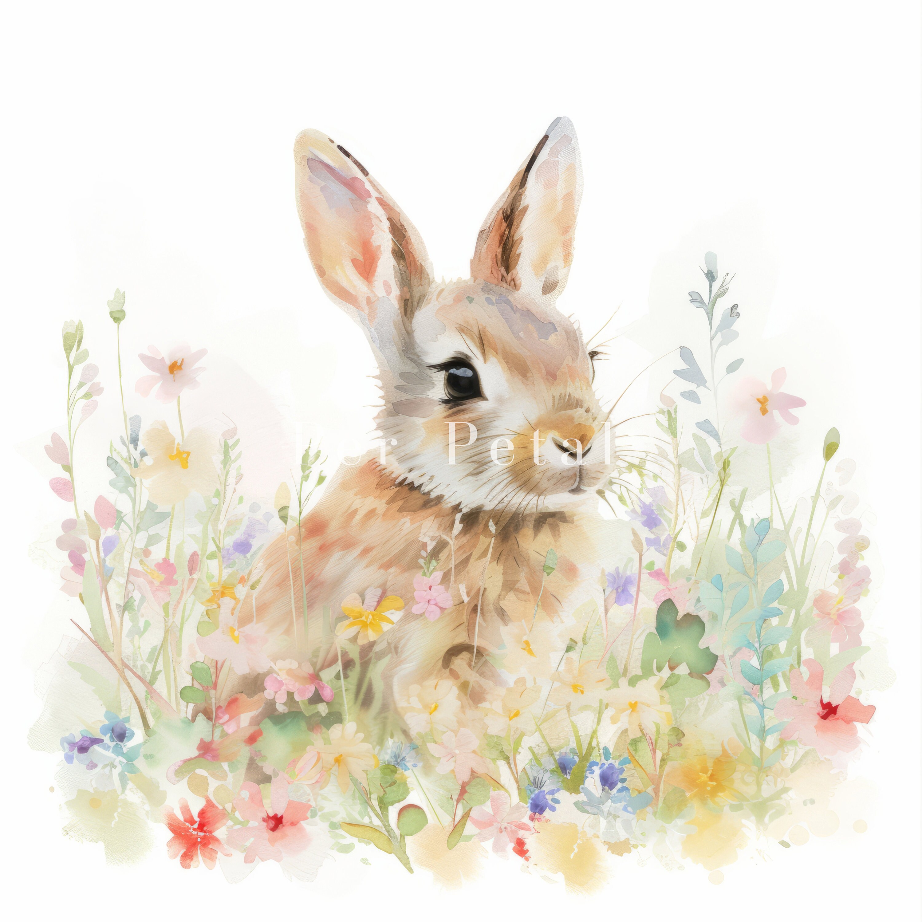 9 Watercolor Spring Rabbit Clipart High Quality Jpgs Card Making Mixed ...