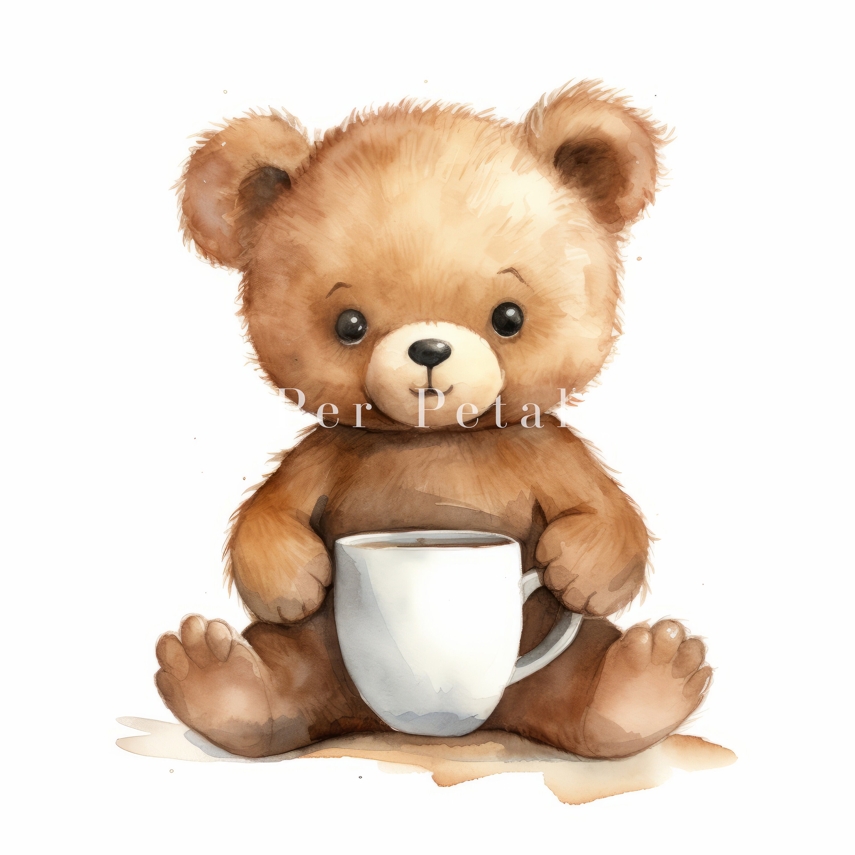 9 Watercolor Cute Baby Bear Clipart Watercolor Junk Journal Digital ...