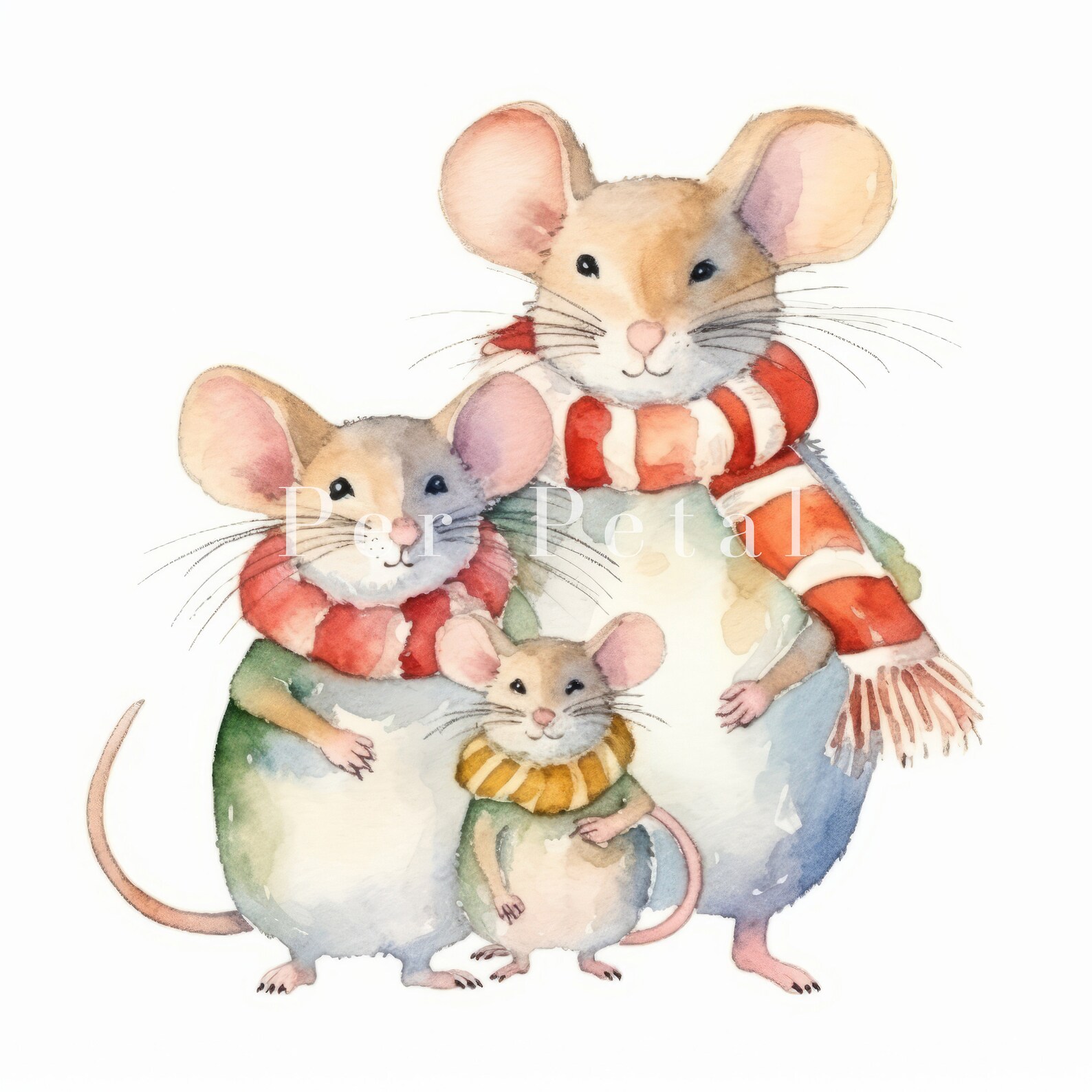 9 Watercolor Cute Mouse Family Clipart Watercolor Christmas Clipart ...