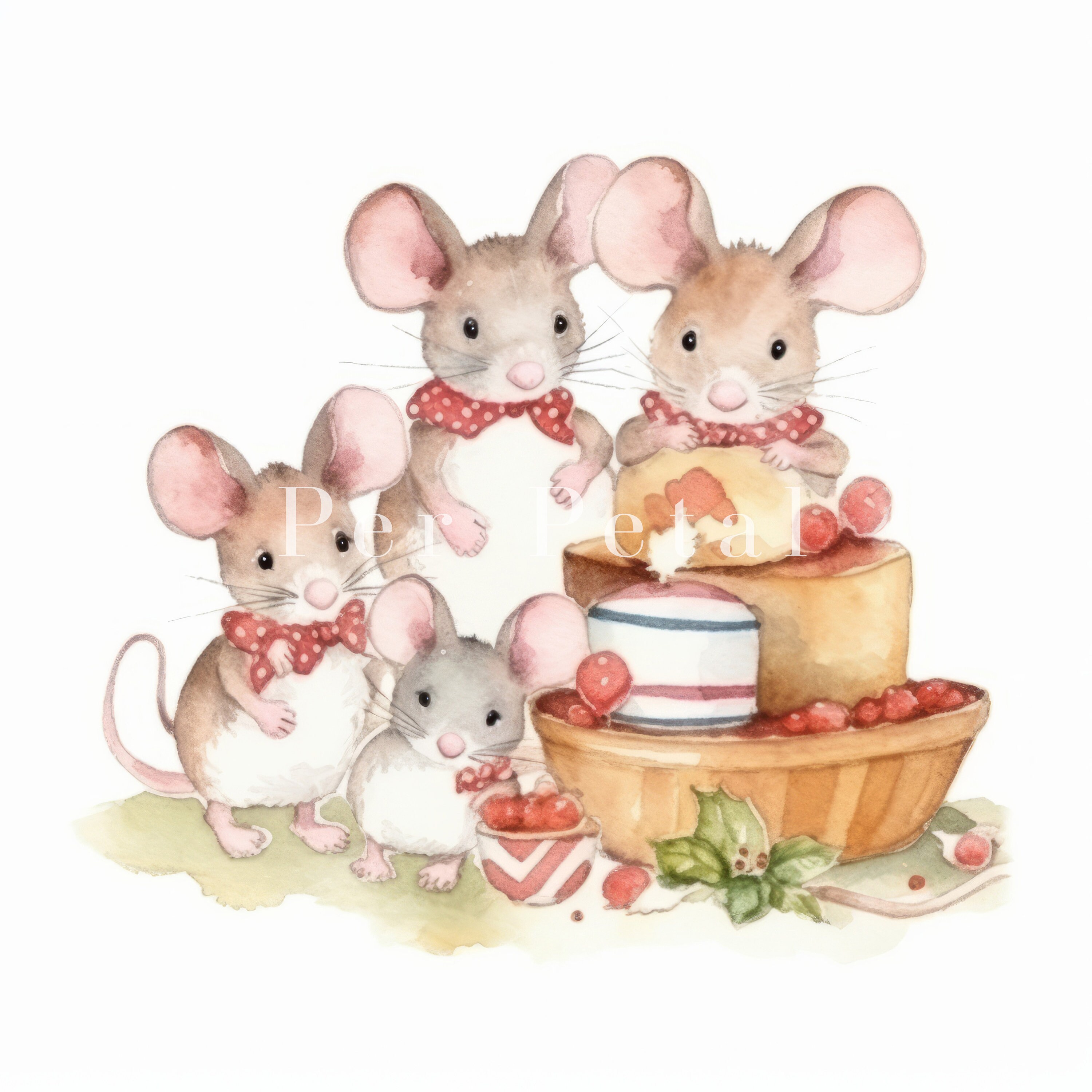 9 Watercolor Cute Mouse Family Clipart Watercolor Christmas Clipart ...