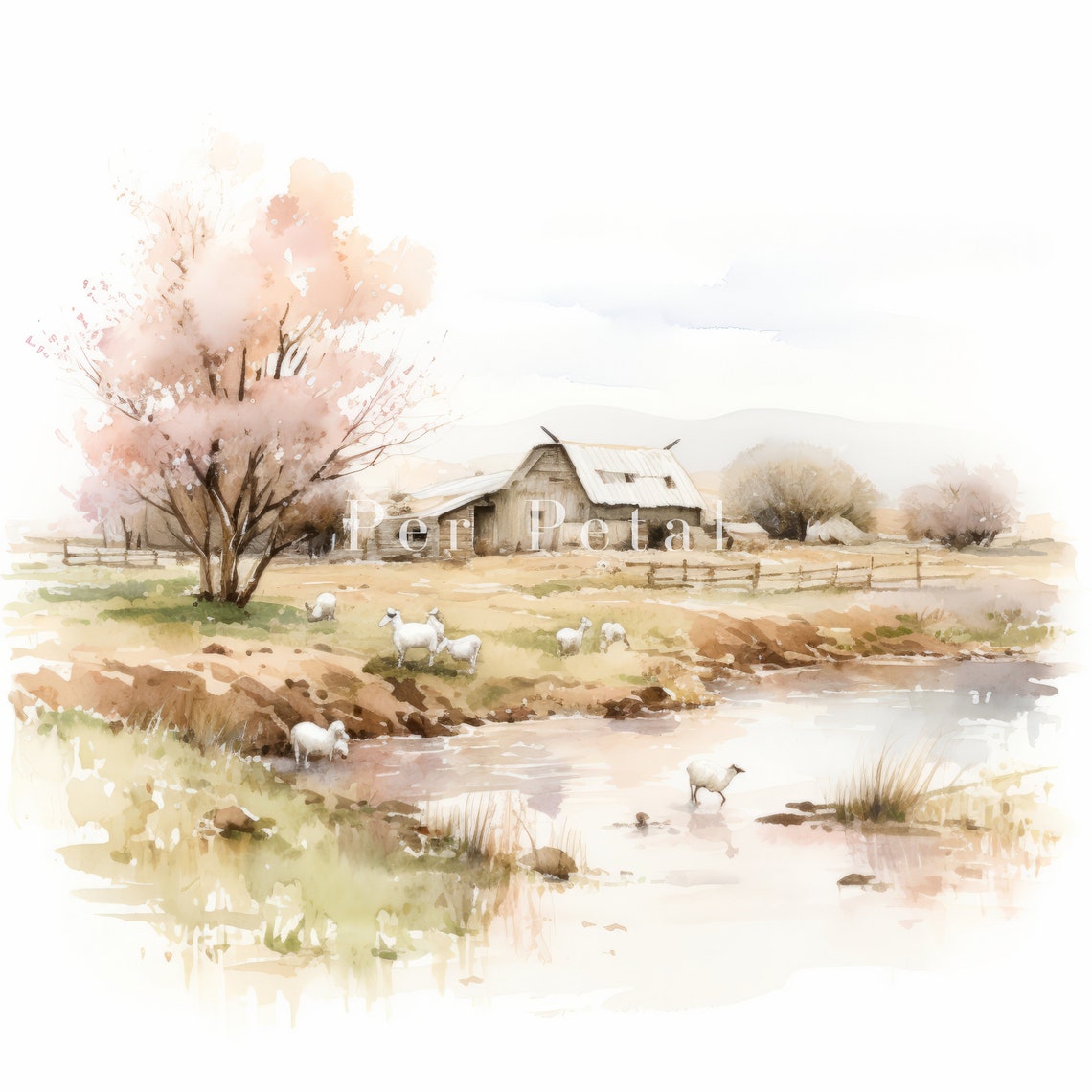 9 Watercolor Farm Clipart Farm Animals Clipart Cow Clipart Card Making ...