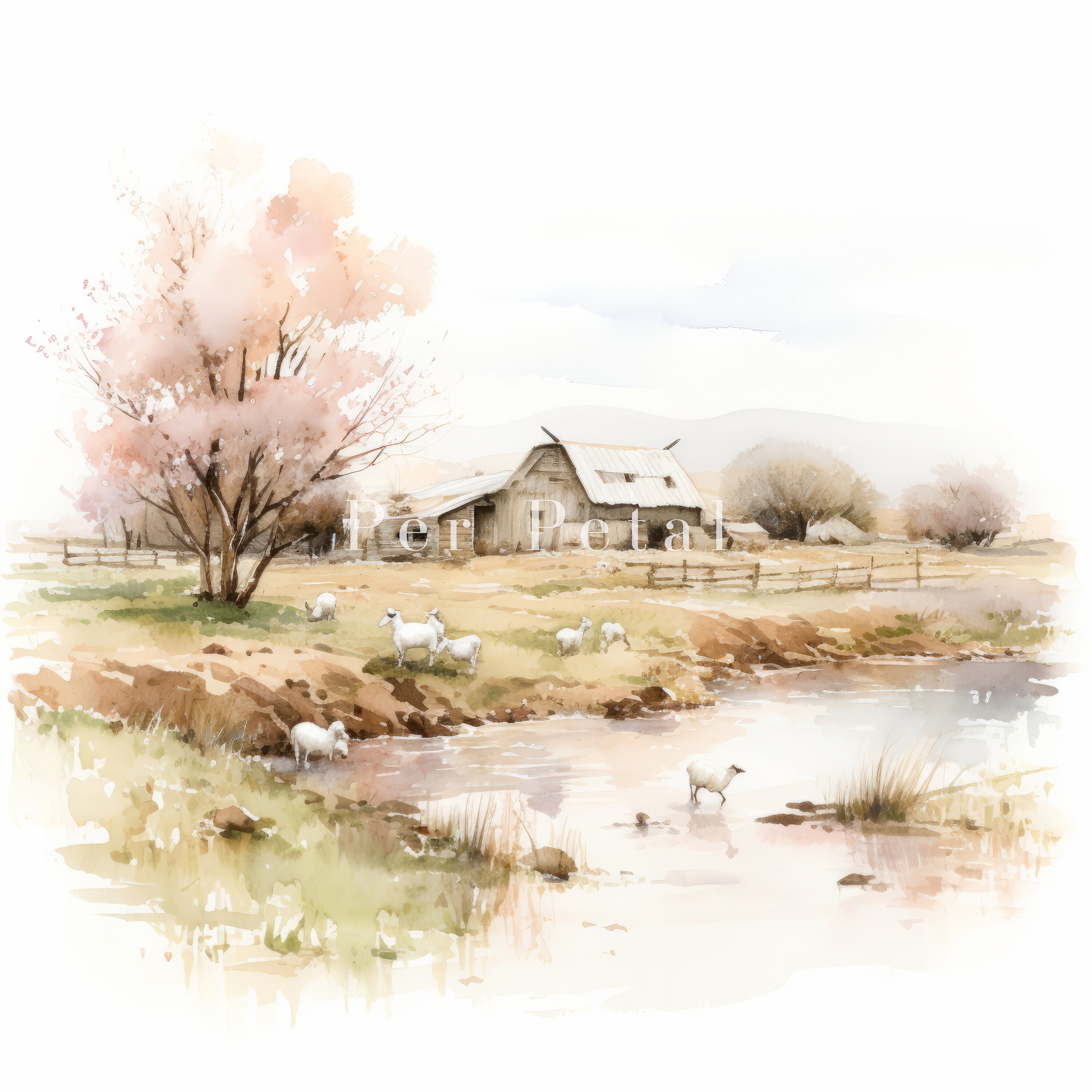 9 Watercolor Farm Clipart Farm Animals Clipart Cow Clipart Card Making ...