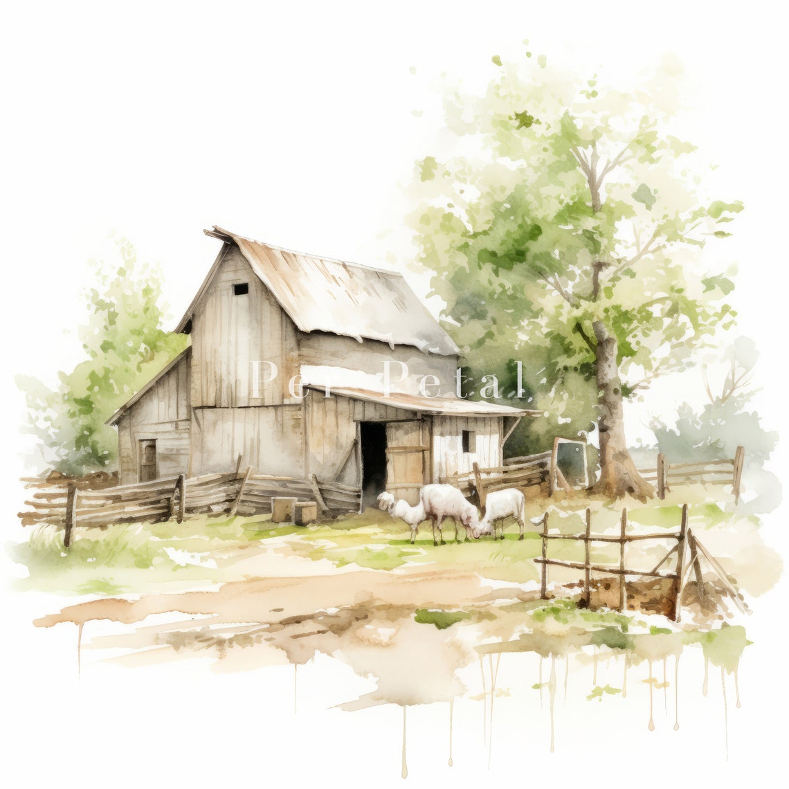 9 Watercolor Farm Clipart Farm Animals Clipart Cow Clipart Card Making ...