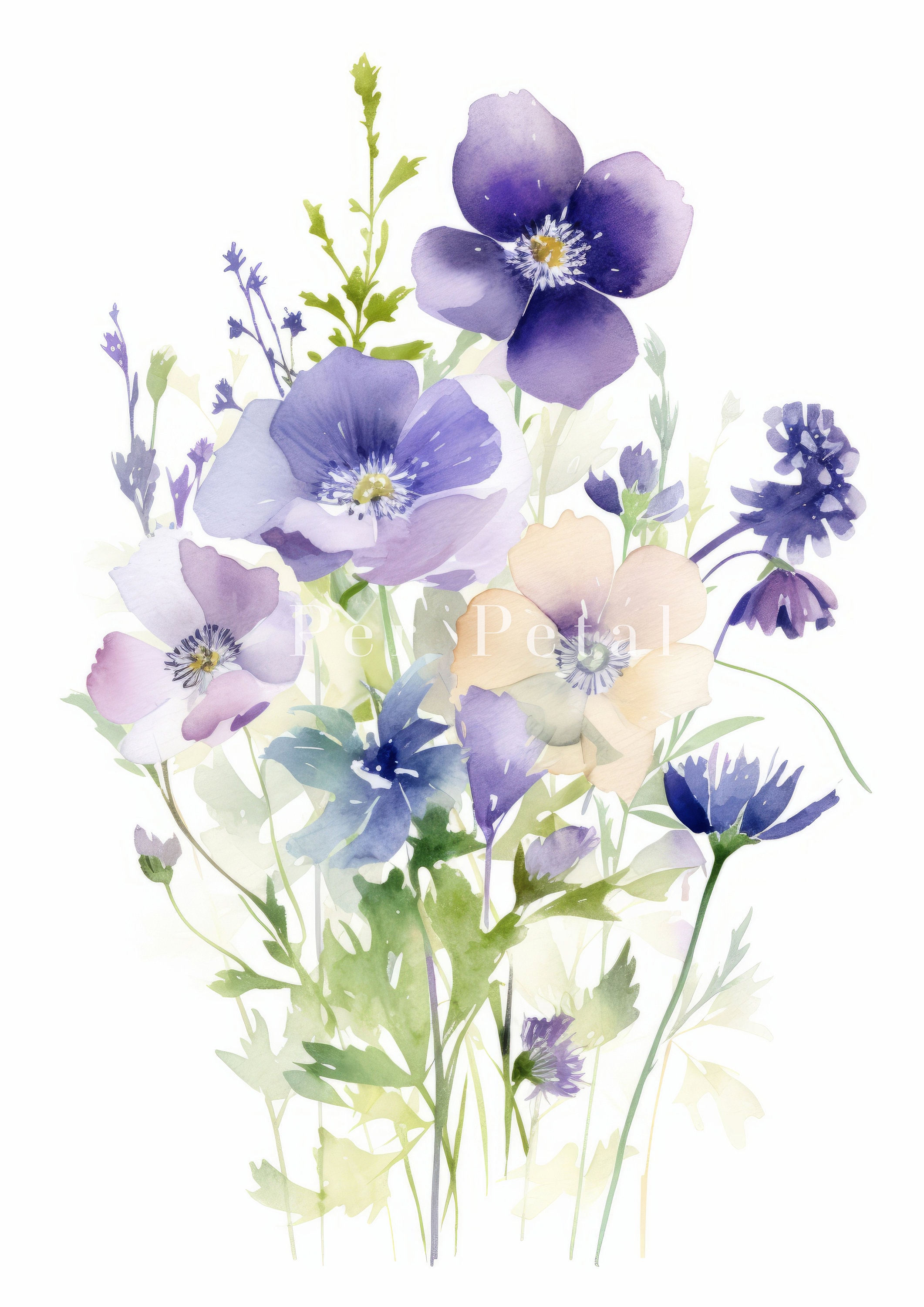 9 Watercolor Meadow Flowers Clipart Wedding Clipart Card - Etsy