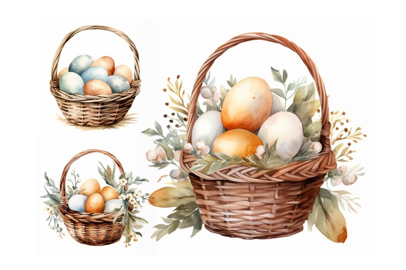 9 Watercolor Easter Clipart Watercolor Easter Basket Clipart Junk ...
