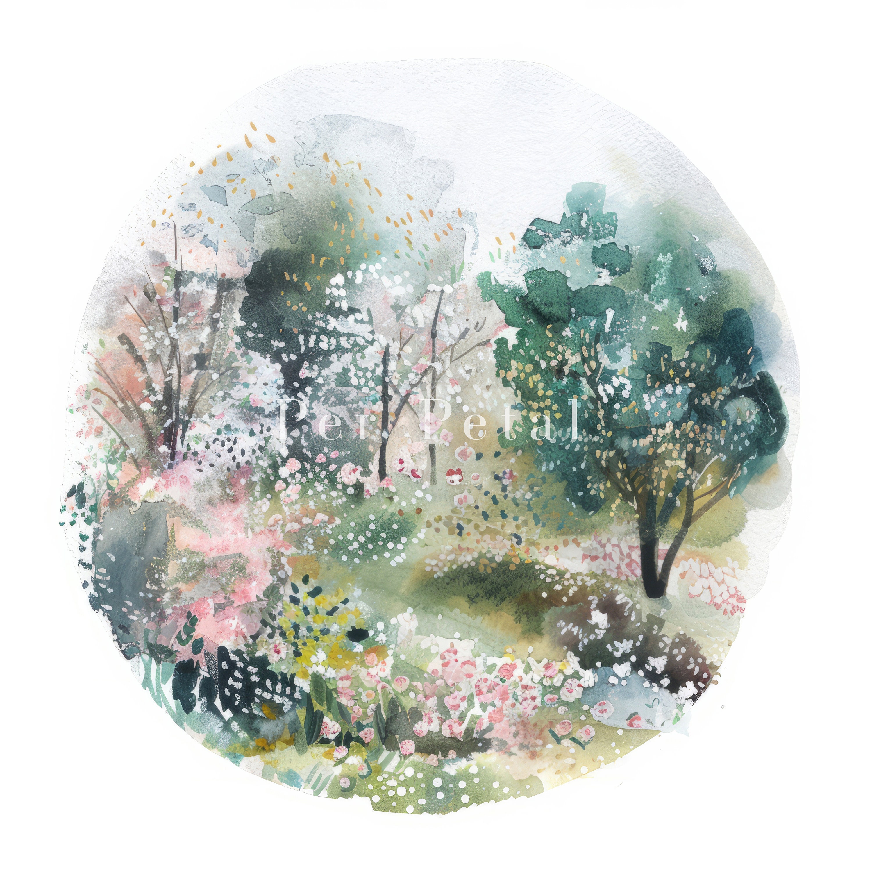 9 Watercolor Impressionistic Clipart Watercolor Spring Garden Scenery ...