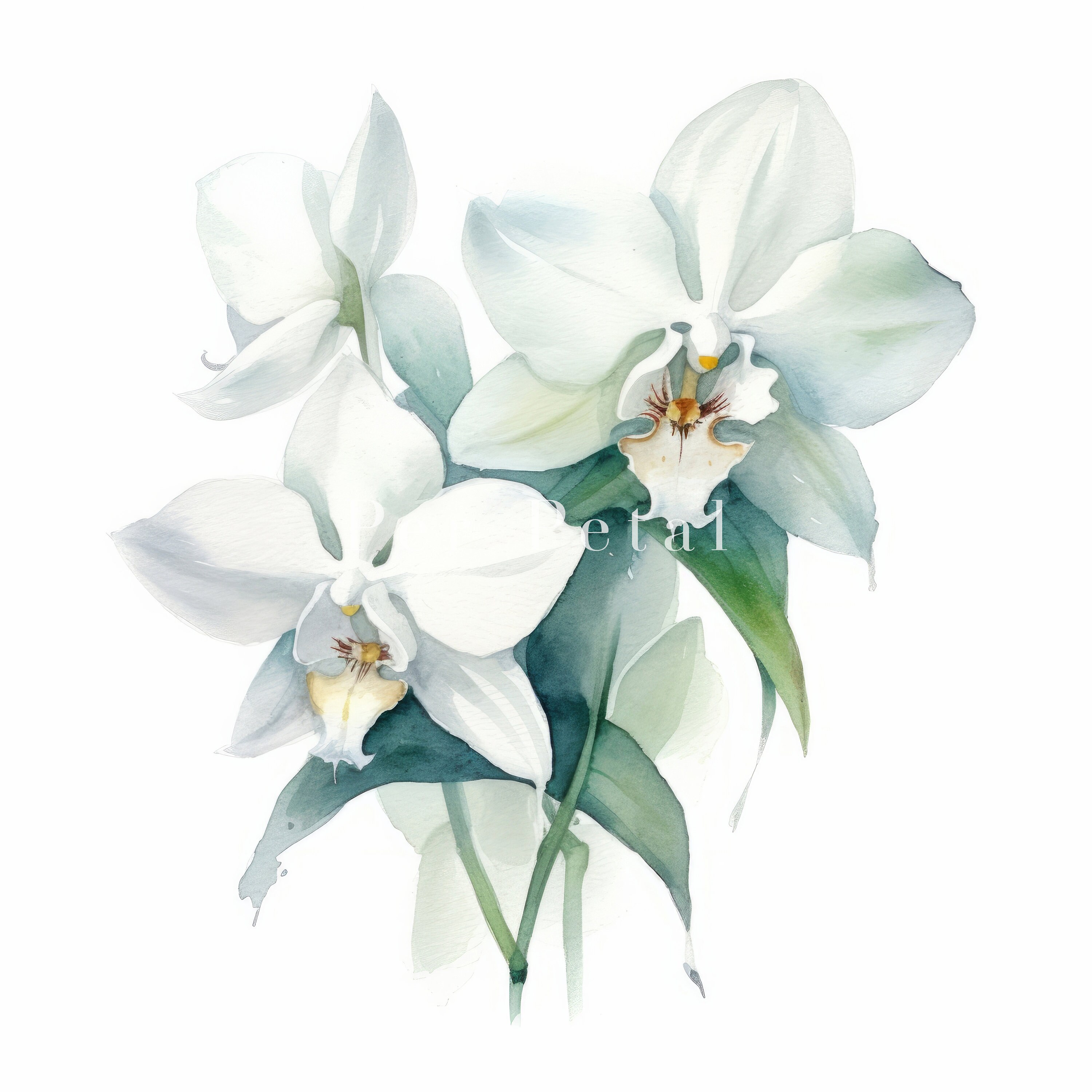 9 Watercolor White Orchid Clipart Watercolor Floral Clipart Card Making ...