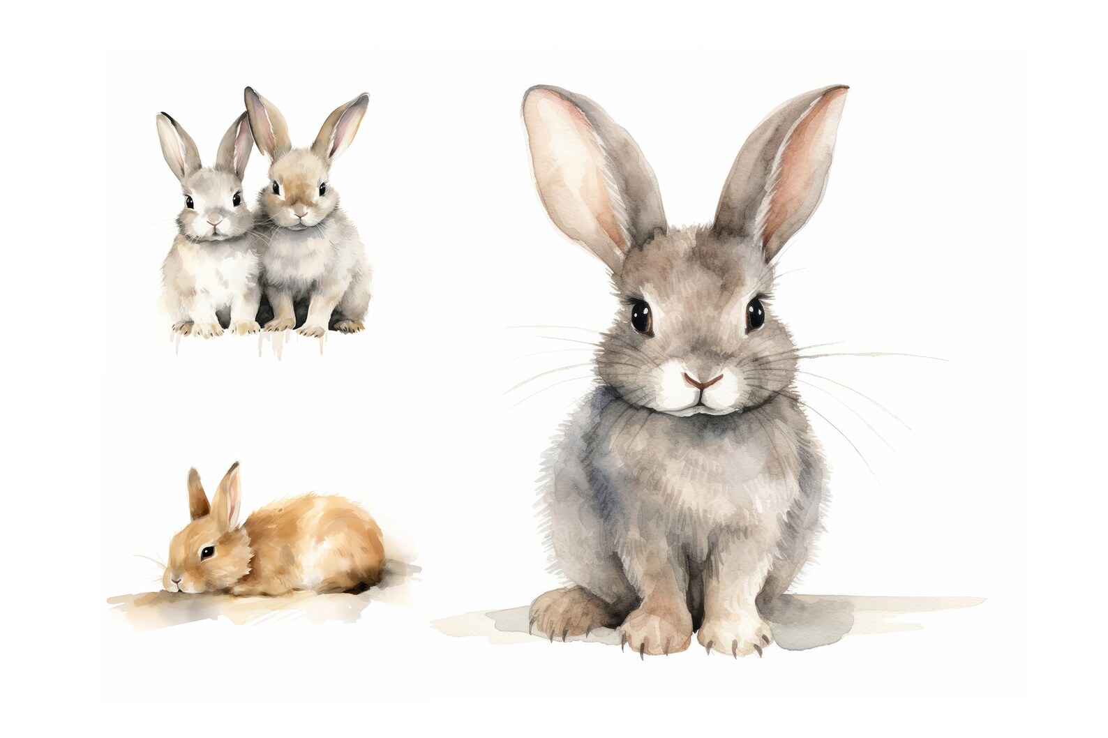 9 Watercolor Cute Baby Bunny Clipart Watercolor Rabbit Junk Journal ...