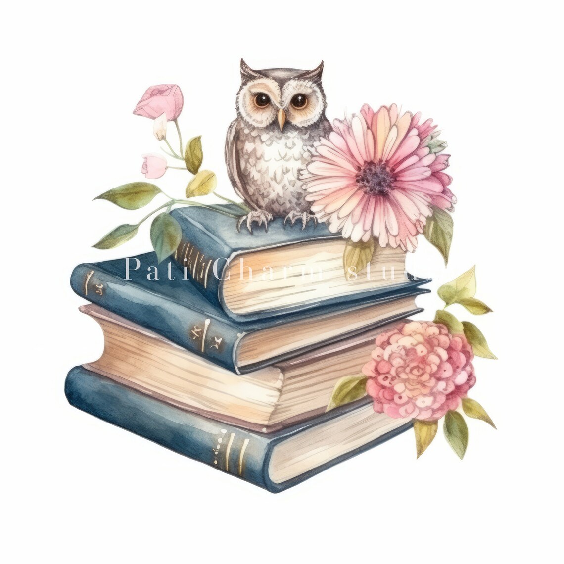 9 Cottagecore Books With Owl Clipart Floral Antique Book Card Making ...
