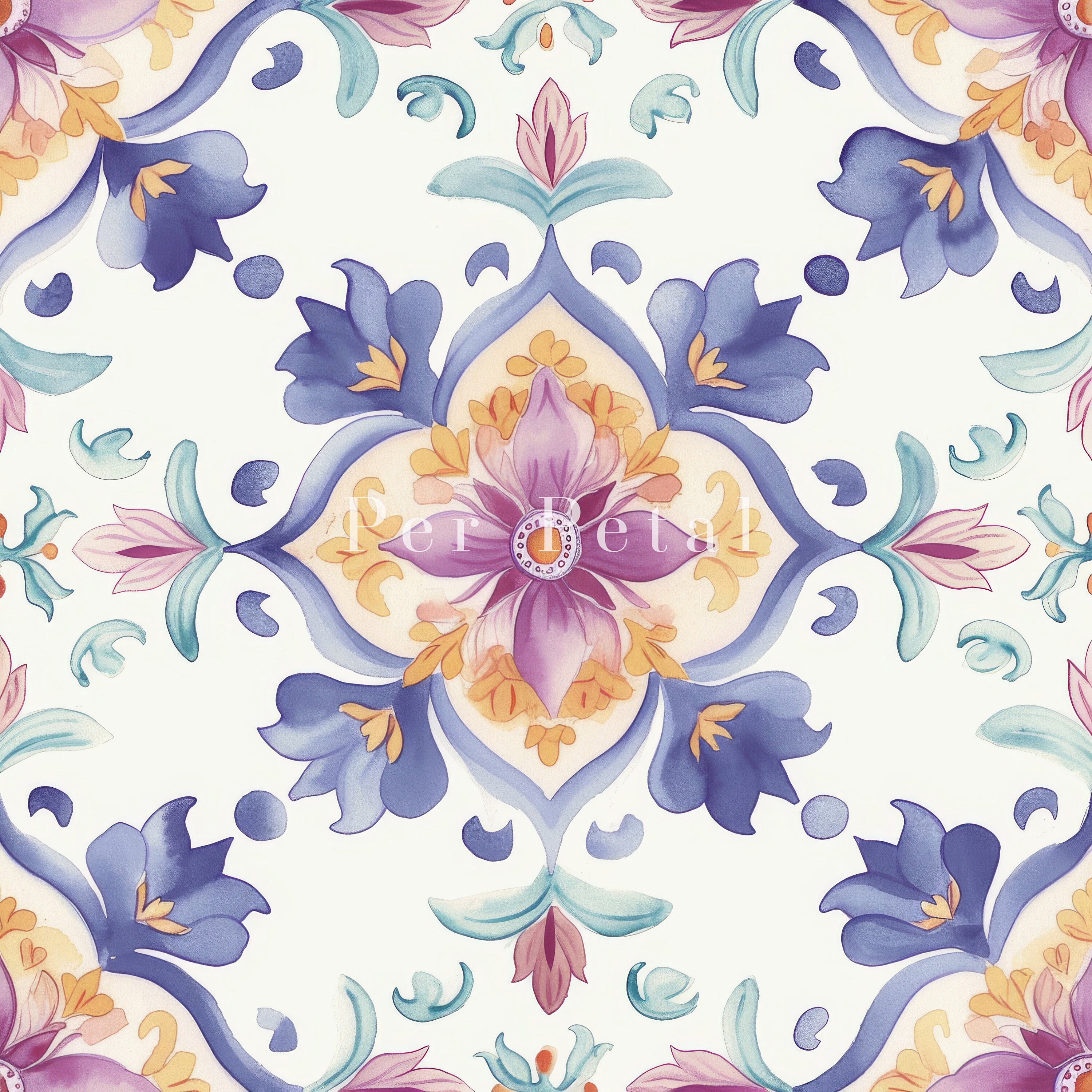 9 Watercolor Mosaic Tile Clipart Moroccan Tile Printable Watercolor ...