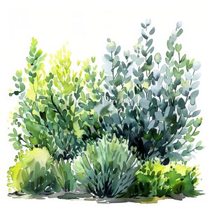 9 Watercolor Green Bush Clipart Sage Green Plants Clipart Printable ...