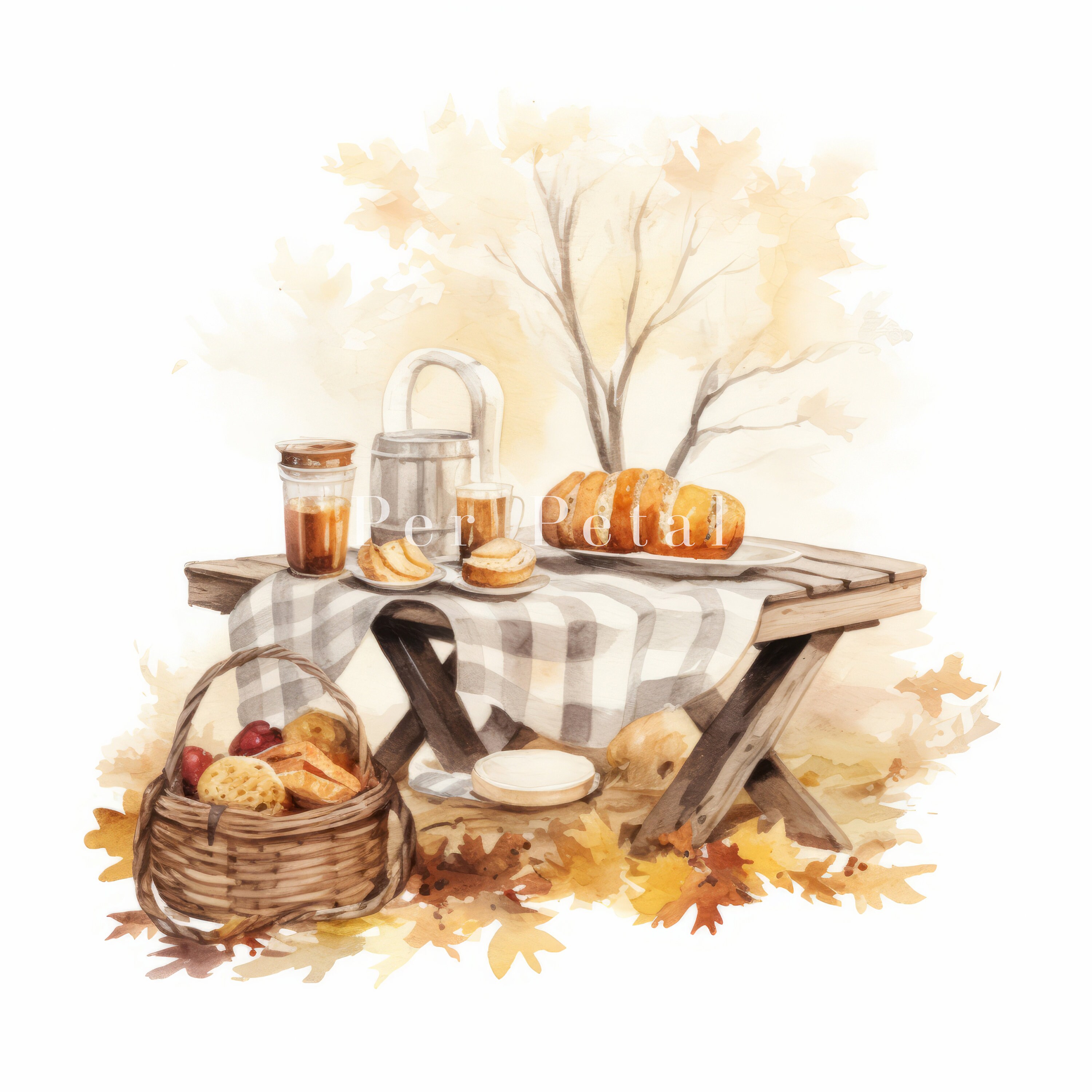 9 Watercolor Cozy Autumn Picnic Clipart Country Scene Clipart - Etsy