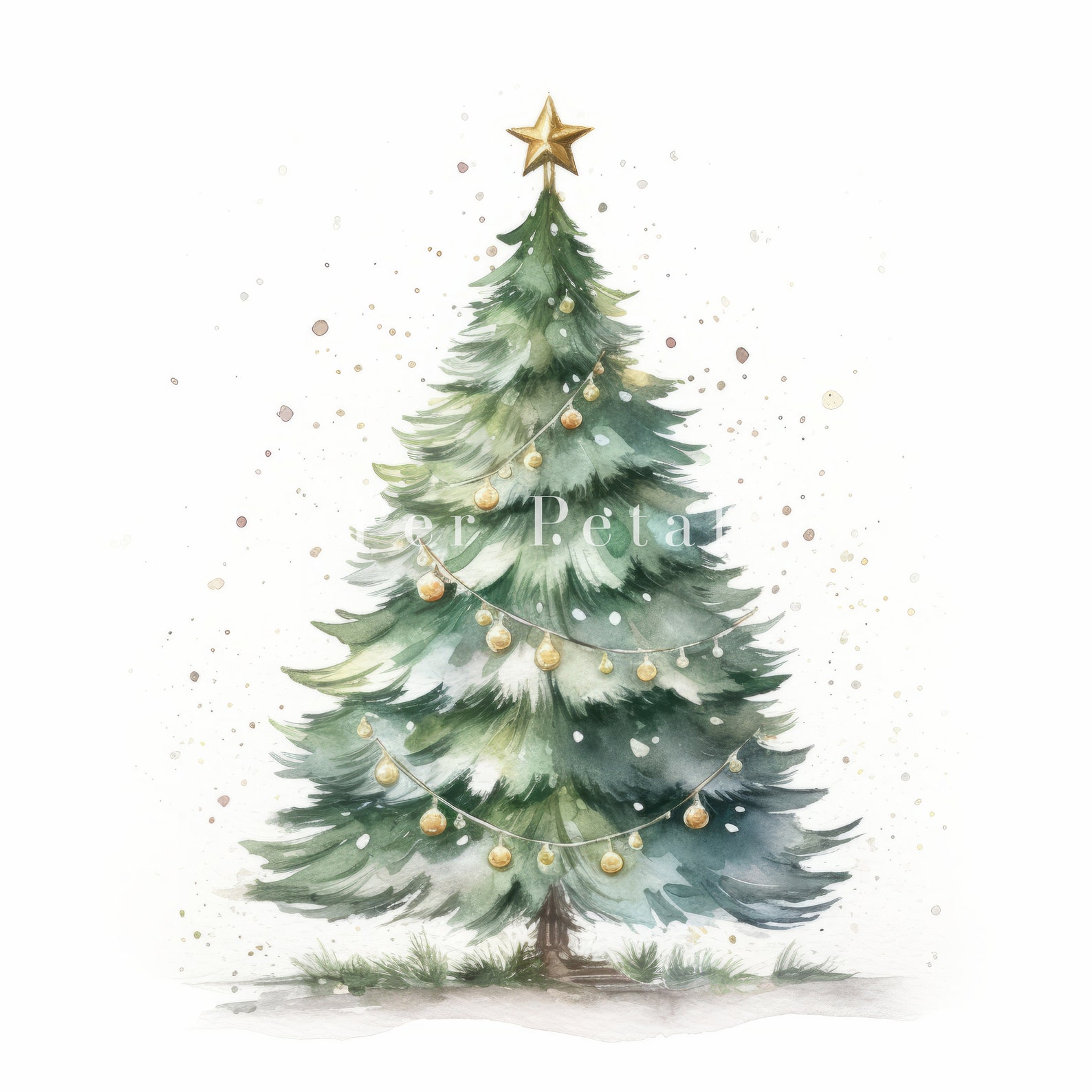 9 Watercolor Christmas Tree Clipart Card Making Paper Craft Christmas ...