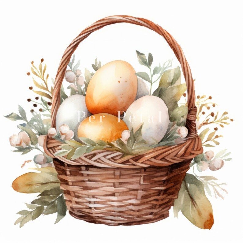 9 Watercolor Easter Clipart Watercolor Easter Basket Clipart - Etsy