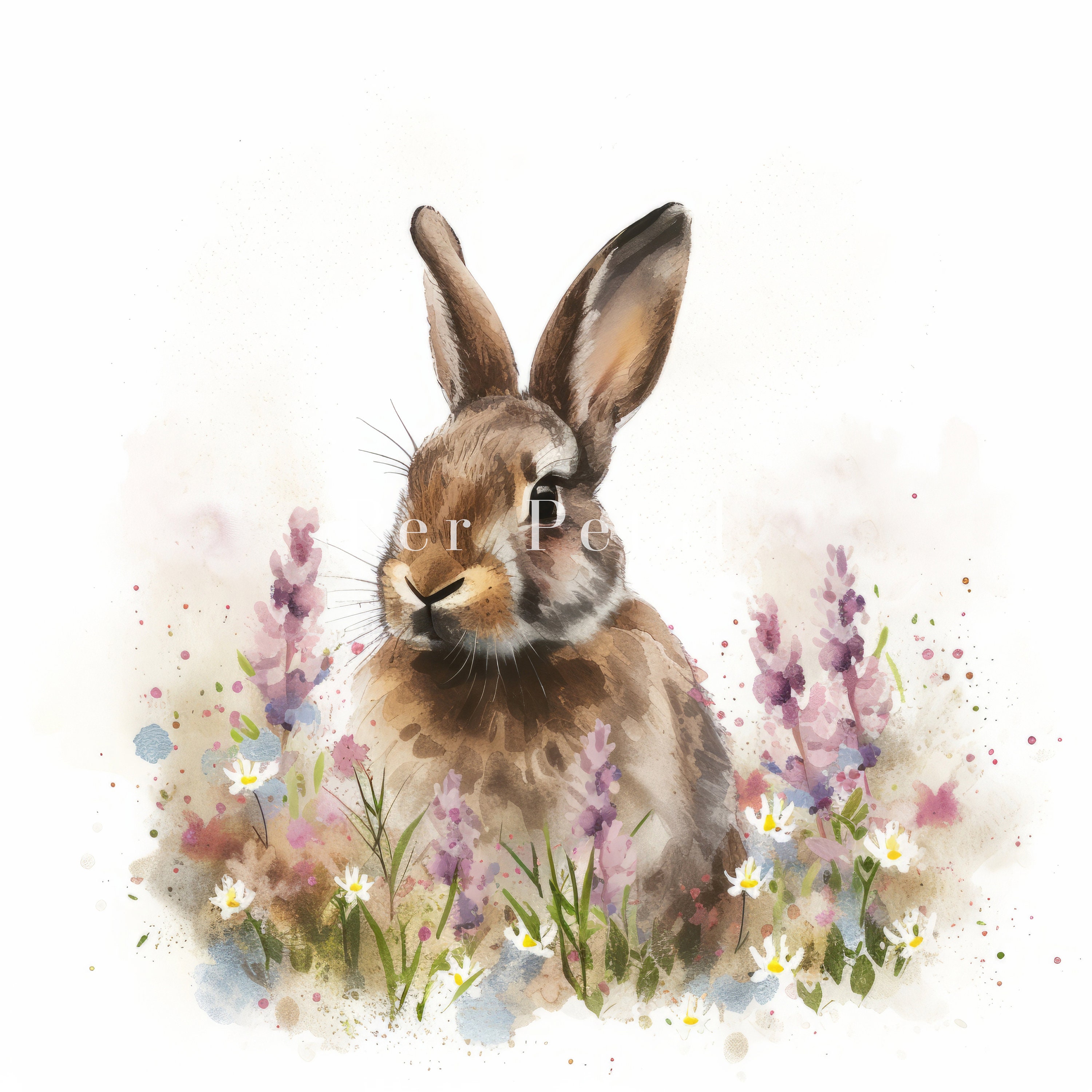 9 Watercolor Spring Rabbit Clipart High Quality Jpgs Card Making Mixed ...