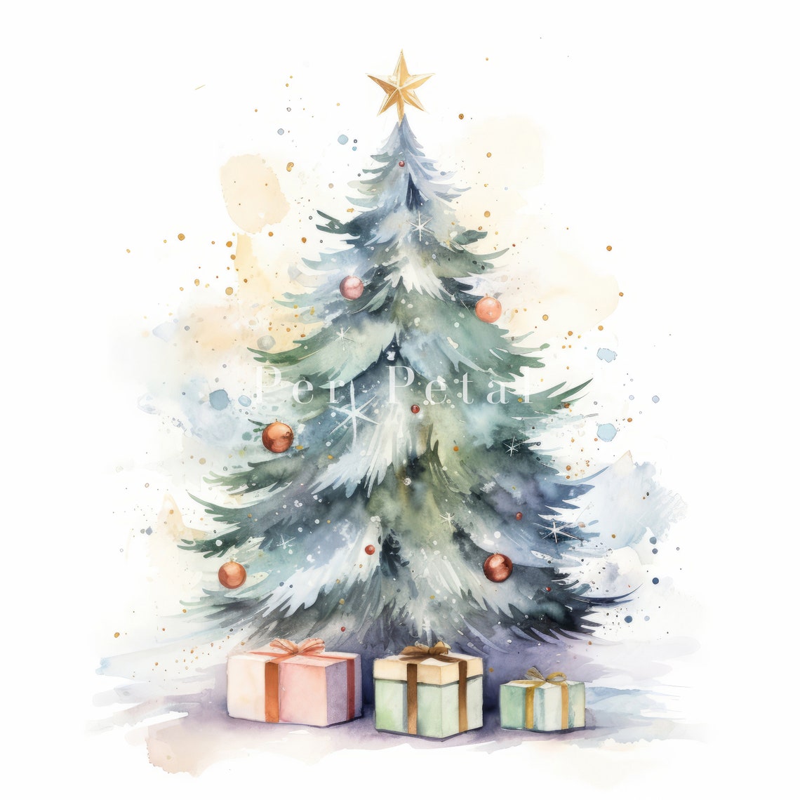 9 Watercolor Christmas Tree Clipart Card Making Paper Craft Christmas ...