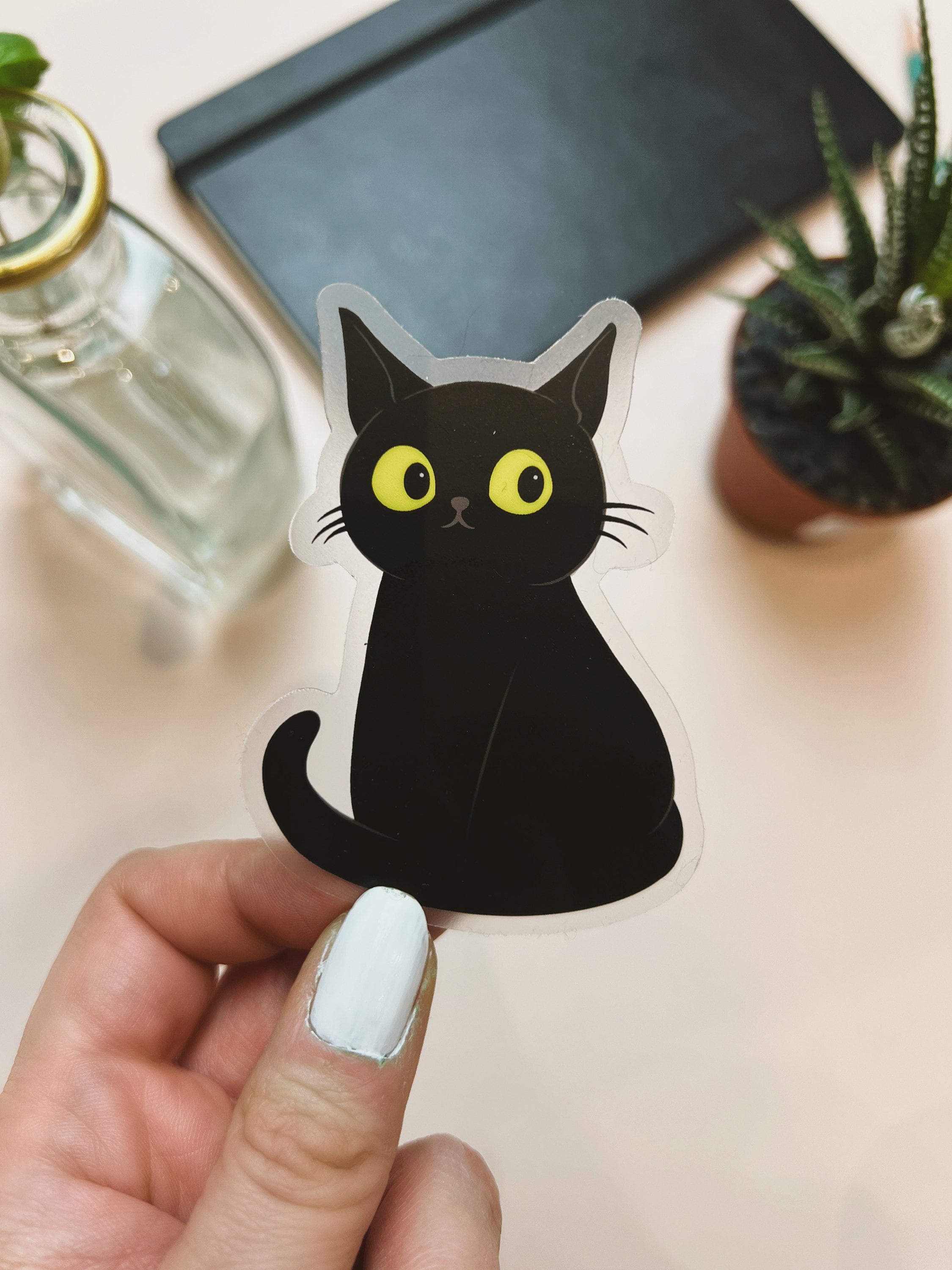 Spooky Black Cat, Cute Sticker for Laptop, Iphone, Water Bottle - Etsy