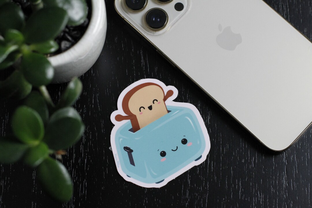 Let's Toast! Cute Toast and Toaster Vinyl Sticker for Laptop, Iphone ...