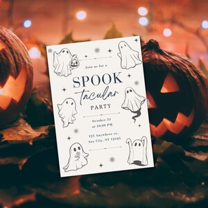 Spooky Ghost Halloween Party Invitation: Editable Canva Template - Etsy