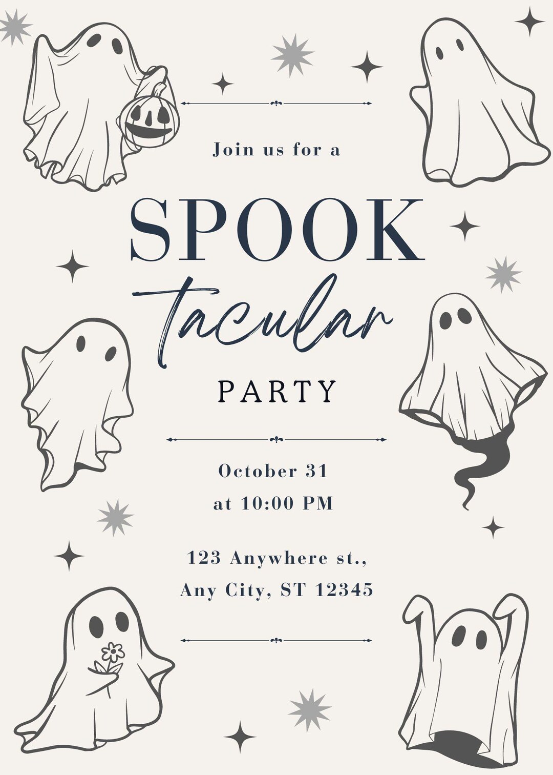 Spooky Ghost Halloween Party Invitation: Editable Canva Template - Etsy