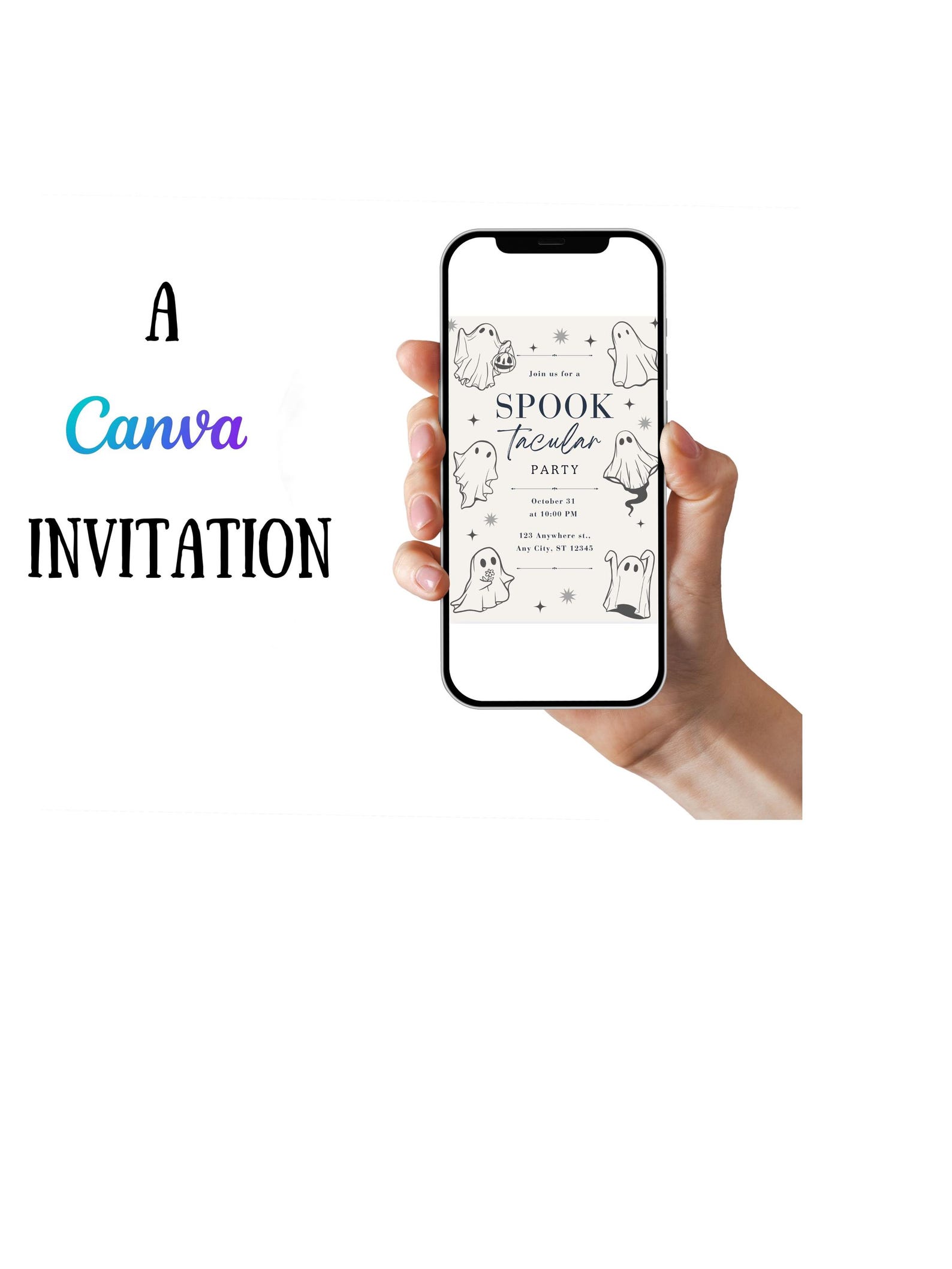 Spooky Ghost Halloween Party Invitation: Editable Canva Template - Etsy