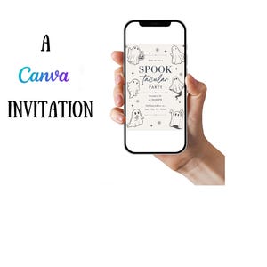 Spooky Ghost Halloween Party Invitation: Editable Canva Template - Etsy
