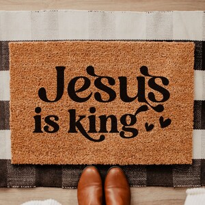 Christian Doormat Jesus is King Religious Doormat Doormat - Etsy
