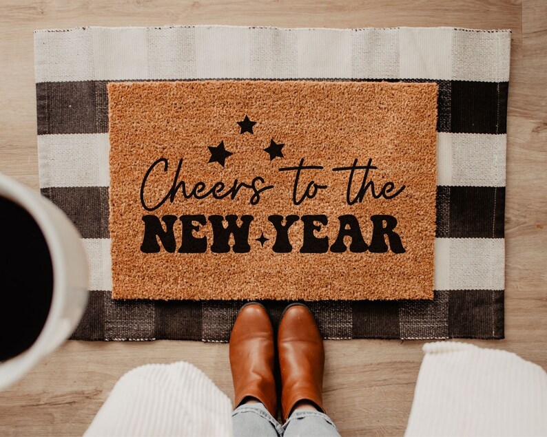 Retro New Year Doormat, Cheers to the New Year 2023, Doormat for ...